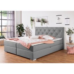 Home Affaire Boxbett &raquo;Tynan&laquo; wahlweise mit Bettkasten, in H2, H3 & H4 erh&auml;ltilich grau Struktur Mit Bettkasten, Liegefl&auml;che B/L: 180cm x 200cm, 