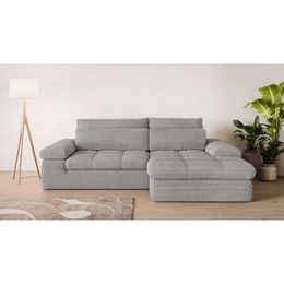 Home Affaire Ecksofa &raquo;ALVERIE mit Recamiere, moderne Steppung, Ma&szlig;e: B/T/H 274/203/106 cm&laquo; L-Form mit Wellenunterfederung, mit 4 R&uuml;ckenkissen, 