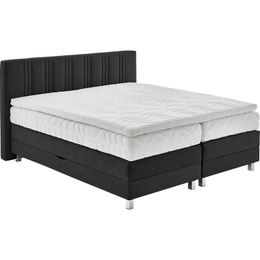 Westfalia Schlafkomfort Boxspringbett wahlweise mit Bettkasten und Topper schwarz Bezug: 100% Polyester;Polsterung: 100% Polyester Microvelours Ohne Topper,Mit Bettkasten, 