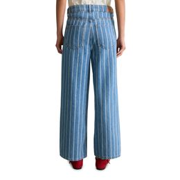 Marc O'Polo Damen Weite Jeans, blau, Gr. 26, MARC O'POLO DENIM, gestreift, Denim/Jeans, Obermaterial: 100% Baumwolle, Jeans, Model Tomma wide aus leichter
