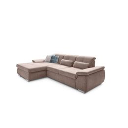 Die PlanBar Ecksofa &raquo;MP-IN16037 L-Form, Breite 289 cm, mit Kaltschaum-Polsterung&laquo; mit Sitztiefenverstellung & Zierkissen lila 100% Polyester B/H/T: 