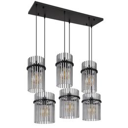 Globo LIGHTING Pendelleuchte &raquo;GORLEY&laquo; E27 1 Stk. Design Glasst&auml;be, Deckenlampe, Wohnzimmer, Esszimmer, H&auml;ngelampe schwarz 6, H: 125cm, 1 Stk.