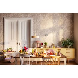 Livingwalls living walls Vliestapete &raquo;Stories of Life florale Tapete mit Bl&auml;ttern Beige Gold&laquo; Wald botanisch floral leicht strukturiert Metallictapete f&uuml;r 