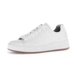 Gabor Damen Plateausneaker "FLORENZ", Gr. 38, wei&szlig;, Glattleder, Schuhe, Freizeitschuh, Halbschuh, Schn&uuml;rschuh, dezente Ziern&auml;hte, G-Weite