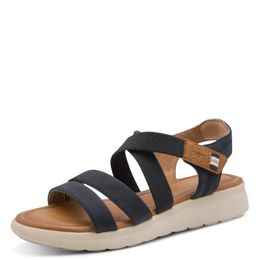 Tamaris Damen Riemchensandale, Gr. 40, schwarz, Lederimitat, unifarben mit Farbeinsatz, Schuhe, Sommerschuh, Sandalette mit praktischem