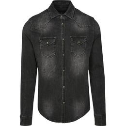 Brandit Herren Langarmhemd "Brandit Herren Riley Denim Shirt", schwarz, Gr. 4XL, unifarben, 76% Baumwolle, 22% Polyester, 2% Elasthan, Hemden