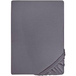 Biberna Spannbettlaken &raquo;Marc&laquo; aus Baumwolle, f&uuml;r Matratzen bis 22 cm H&ouml;he, Bettlaken, Spannbetttuch silber Jersey, Obermaterial: 100% Baumwolle B/L: 200cm, 1 