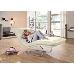 W.Schillig Relaxliege &raquo;daily dreams&laquo; in Waffelkissen-Optik, wahlweise mit Motor, Freischwingergestell beige Stoff S37 (100% Polyester) B/H/T: 95cm x 
