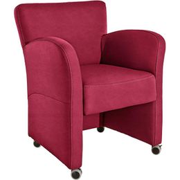 exxpo - sofa fashion Sessel &raquo;Cortado, Loungesessel auf Rollen, schmale Armlehnen, bequem&laquo; hohe Bodenfreiheit, sch&ouml;ne Detailverarbeitung rot Luxus-
