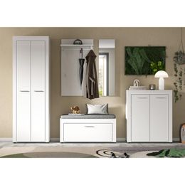 OTTO home Garderoben-Set &raquo;AOSTA, Breite 285cm, 6-teilige Garderobenkombination&laquo; Set, best. aus: Schrank, Sitzbank, Sitzkissen, Paneel, Spiegel & 