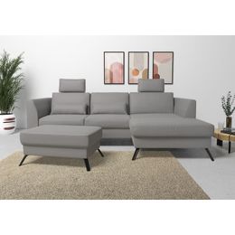 Sit & More sit&more Ecksofa &raquo;Olsen L-Form&laquo; inklusive Sitztiefenverstellung, optional Schlaffunktion, 15cm hoch grau 100% Polyester B/H/T: 261cm x 88cm x 172cm, 