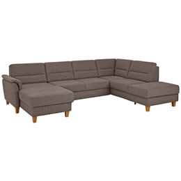 Home Affaire Wohnlandschaft &raquo;Palmera U-Form, B: 308 cm&laquo; optional Schlaffunktion & Bettkasten, Federkern braun 100% Polyester;Struktur (100% Polyester)