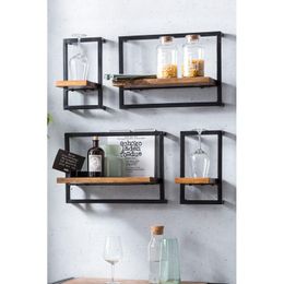 Sit Wandregal &raquo;Set PANAMA &ndash; 4-teiliges Industrial Regalset aus Mangoholz&laquo; Set, 4 Stk. tlg. Industrial-Regalset, 4 tlg., aus Mangoholz & Metall im 