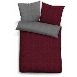 Biberna Wendebettw&auml;sche &raquo;HERMAL Melange Flanell uni, kuschelig weich&laquo; 2 Stk. Flanell in Melangeoptik, Winterbettw&auml;sche, Made in Germany rot Flanell, 