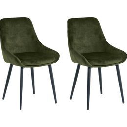 Sit Polsterstuhl &raquo;Lahti Armlehnstuhl 2er-Set mit Samtbezug & Metallbeinen&laquo; (Set) 2 Stk.Festes 5 cm zkissen & angedeutete Armlehnen f&uuml;r hohen zkomfort 