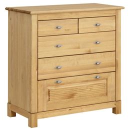 OTTO home Schubkastenkommode &raquo;Rauna&laquo; aus massiver Kiefer mit 5 Schubladen, Breite 96 cm beige B/H/T: 96cm x 99cm x 38cm, Kiefer