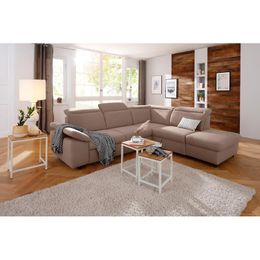 OTTO home Ecksofa &raquo;Mauritius L-Form&laquo; mit Ottomane, mit Kopfteil- und Armlehnverstellung braun Struktur fein (100% Polyester);Luxus-Microfaser 