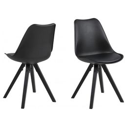 ACTONA GROUP Esszimmerstuhl &raquo;Dian&laquo; (Set) 2 Stk.Organisch geformter Sitz mit Kissen. Beine aus Massivholz Gummibaum schwarz Polypropylen B/H/T: 48,5cm 