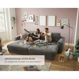ED EXCITING DESIGN Big-Sofa &raquo;Loveseat, 2-Sitzer, Barura, Breite 292&laquo; Big-Sofa mit 2 Nierenkissen grau 92% Polyester, 8% Nylon B/H/T: 292cm x 90cm x 