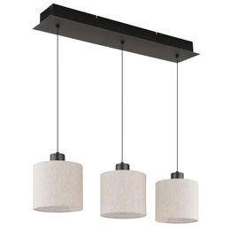 NOWA H&auml;ngeleuchte &raquo;THEA&laquo; LED-Modul 1 Stk. Warmwei&szlig; H&auml;ngelampe,schwarz,Leinen,Esstisch,eckig,H&ouml;he verstellbar,3 Schirme 3, &Oslash; 18cm H: 180cm, 1 Stk.