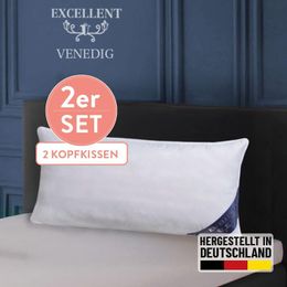 EXCELLENT Kopfkissen &raquo;Venedig, Kuschel- oder Kopfkissen 1-tlg. oder 2 -tlg.&laquo; F&uuml;llung: 85% Federn / 15% Daunen Spar-Set, 2 Kopfkissen, 2 Stk. tlg. Deko- oder 