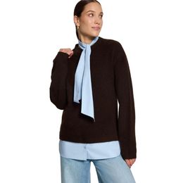 Zero Damen Strickpullover "Damen mit Bluseneinsatz", braun, Gr. 34, Obermaterial: 55% Polyester, 36% Polyacryl, 7% Wolle, 2% Elasthan, Pullover,