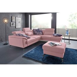 Sit & More sit&more Ecksofa &raquo;Percy L-Form&laquo; 15 cm Fu&szlig;h&ouml;he, Sitztiefenverstellung, wahlweise in 2 Fu&szlig;farben rosa B/H/T: 270cm x 235cm, Feinstruktur, Ottomane 