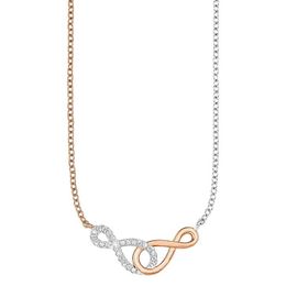 Amor Damen Kette mit Anh&auml;nger &raquo;Unendlichkeit/Infinity&laquo; mit Zirkonia (synth.) rosa Silber 925 (Sterlingsilber), L: 45