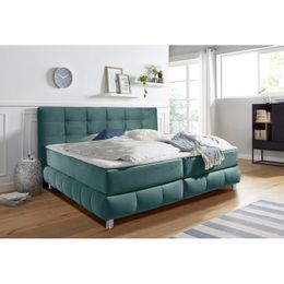 Home Affaire Boxspringbett &raquo;Salo&laquo; incl. Topper, 6 Breiten, 2 H&auml;rtegrade, TFK auch in H&auml;rtegrad 4 blau Struktur (100% Polyester);Bezug der 