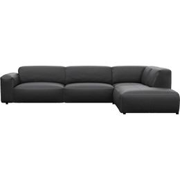 FLEXLUX Ecksofa &raquo;Lucera, super bequem durch hochwertigen Sitzaufbau mit Kaltschaum&laquo; modern & anschmiegsam, L-Form, Designsofa schwarz 100% Echteder B/