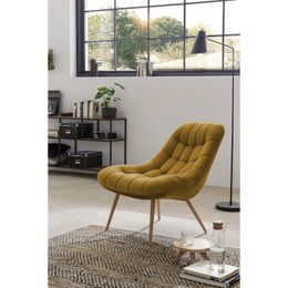 Salesfever Relaxsessel &raquo;Toulon - Komfortabler Loungesessel&laquo; mit XXL-Steppung, mit schwarzen oder naturfarbenen Beinen gelb Polyester Samt, B/H/T: 76cm