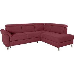 Sit & More sit&more Ecksofa &raquo;Arngast L-Form&laquo; inklusive Kopfteilverstellung und Federkern lila B/H/T: 245cm x 84cm x 194cm, Struktur weich, Ottomane rechts,mit 