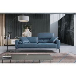 Egoitaliano 2,5-Sitzer &raquo;Masu, Designsofa mit erstklassigem Sitzkomfort, Breite 218cm&laquo; inkl. 2 Kissenrollen, R&uuml;ckenelemente manuell verstellbar, Metallf&uuml;&szlig;e blau 