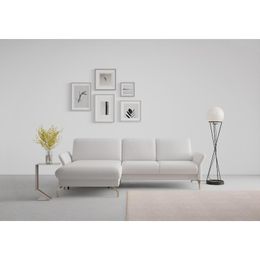 Sit & More sit&more Ecksofa &raquo;Fashion L-Form&laquo; wahlweise mit Kopfteilverstellung, Vorziehsitz, motorisch, Nickelf&uuml;&szlig;e silber B/H/T: 253cm x 84cm x 165cm, Soft clean