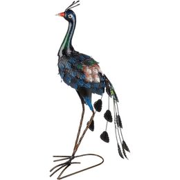Gilde Tierfigur &raquo;Pfau&laquo; bunt Metall B/H/T: 24cm x 57cm x 16cm