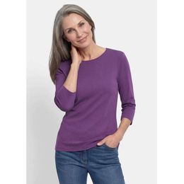 GOLDNER Basic Shirt mit U-Boot-Ausschnitt in lila | Gr.: 38