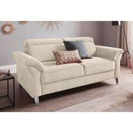 Sit & More sit&more 2,5-Sitzer &raquo;Arngast&laquo; inklusive Federkern und Kopfteilverstellung beige B/H/T: 186cm x 84cm x 93cm, Struktur weich, R&uuml;ckseitemit Stoff bezogen