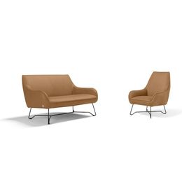 Egoitaliano Polstergarnitur &raquo;Namy, Designobjekt mit hohem Sitzkomfort und toller Detailverarbeitung&laquo; Set aus 2-Sitzer und Sessel, edles Metallgestell braun Leder 