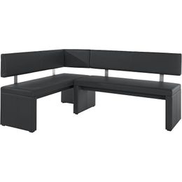 OTTO home Eckbank &raquo;Charissa&laquo; in 3 Gr&ouml;&szlig;en, verschiedene Qualit&auml;ten schwarz Holzwerkstoff, Massivholz B/H/T: 190cm x 90cm x 140cm, Kunstleder, langer 