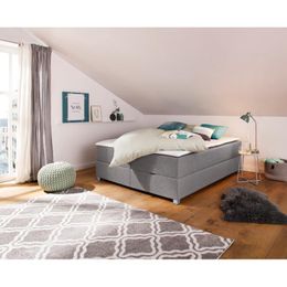 Home Affaire Boxbett &raquo;Alexis&laquo; ohne Kopfteil - ideal f&uuml;r R&auml;ume mit Dachschr&auml;gen; in 4 Breiten grau Struktur fein (100% Polyester) Struktur fein, 