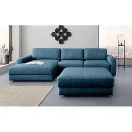 Home Affaire Ecksofa &raquo;Bloomfield, bequem und elegant, Breite 303cm, L-Form&laquo; mit Bettfunktion und Bettkasten, Unser Dauertiefpreis blau 100% Polyester 