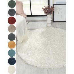 MyFlair Hochflor-Teppich &raquo;My Shaggy&laquo; rund 37 mm H&ouml;he Shaggy, Uni Farben, leicht gl&auml;nzend, Microfaser, extra flauschig beige Polypropylen (PP) &Oslash; 120cm 1 Stk., 