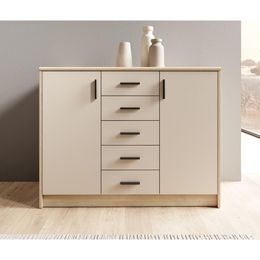 HBZ-MEBLE HBZ Sideboard &raquo;Nelly Kommode, BxHxT 109x86x50cm&laquo; 1 Stk. tlg. Breite 109cm, Einlegeb&ouml;den verstellbar, foliert beige B/H/T: 109cm x 86cm x 50cm, 
