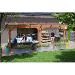 Skan Holz Terrassendach &raquo;Bormio&laquo; braun Fichtenholz B/H/T: 648cm x 241cm x 350cm, farbig lasiert