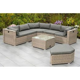Merxx Gartenlounge-Set &raquo;Rivello&laquo; 23 Stk. tlg. inkl. Auflagen, Aufstellma&szlig; BxTxH: 225x225x63 cm beige Kunststoff, Stahl B/H/T: 225cm x 63cm x 225cm