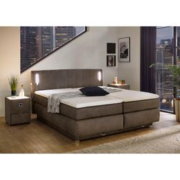 Jockenh&ouml;fer Boxspringbett &raquo;Kati erh&auml;ltlich in der Gr&ouml;&szlig;e 180x200cm&laquo; mit Topper, Bettkasten und h&ouml;henvariablen Kopfteil (96 cm - 108 cm) braun Bezug Bett: 