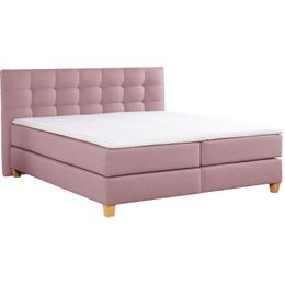 Home Affaire Boxspringbett &raquo;Moulay&laquo; inkl. Topper, in &Uuml;berl&auml;nge 220 cm, 3 H&auml;rtegrade, auch in H4 lila Struktur fein, Liegefl&auml;che B/L: 200cm x 220cm 