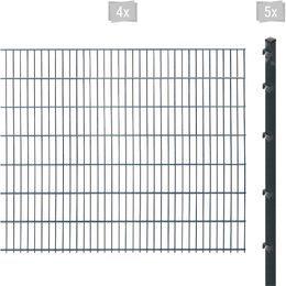 Arvotec Doppelstabmattenzaun &raquo;ESSENTIAL 143 zum Einbetonieren&laquo; Zaunh&ouml;he 143 cm, Zaunl&auml;nge 2 - 60 m grau Kunststoff, Stahl H/L: 143cm x 8m, Pfosten: 5 Stk.
