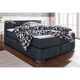 Home Affaire Boxspringbett &raquo;Chelles&laquo; inkl. Topper,, in XXL- &Uuml;berl&auml;nge 220 cm, Unterbox mit feine W&ouml;lbung grau Samtoptik (100% Polyester);Bezug der 