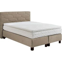 Westfalia Schlafkomfort Boxspringbett wahlweise mit Topper beige Bezug: 100% Polyester Microvelours Ohne Topper, Liegefl&auml;che B/L: 140cm x 200cm, Gewicht bis: 100 kg H3, 